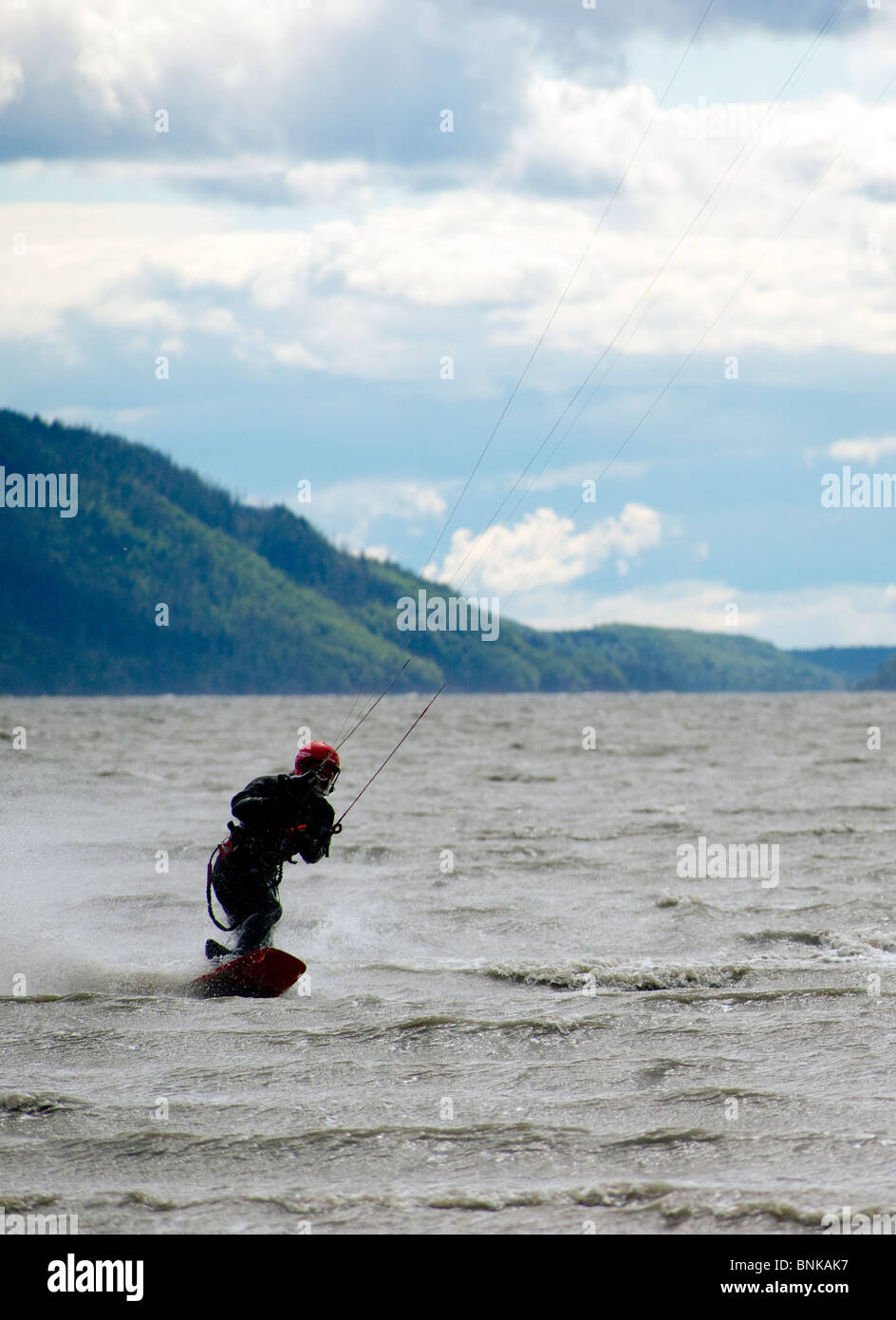 Kite Surfers in the Cook Inlet and the Turnagain Arm of Alaska Stock ...
