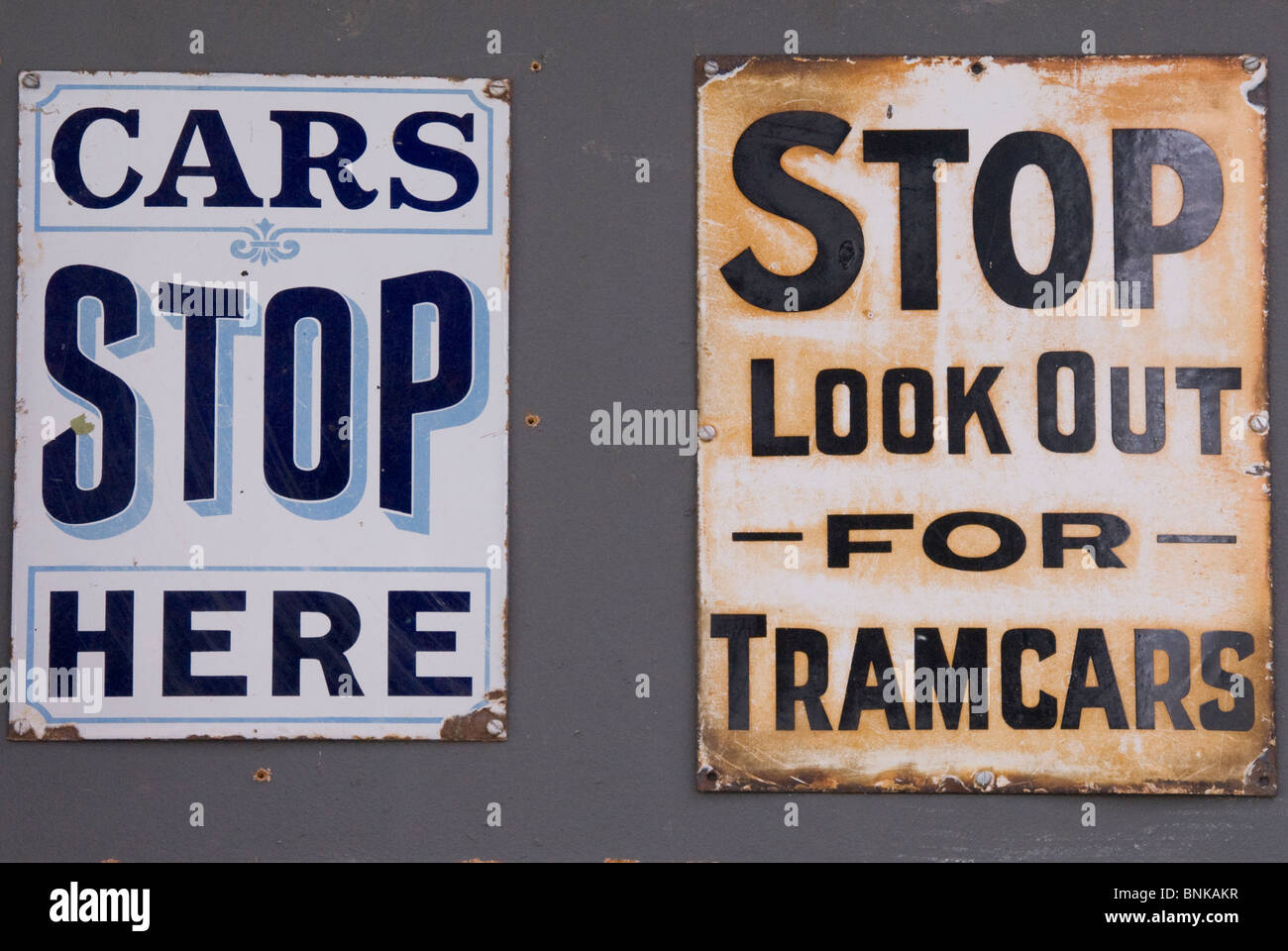 Old signs, Wellington Tramway Museum, Paekakariki, Kapiti, New Zealand ...