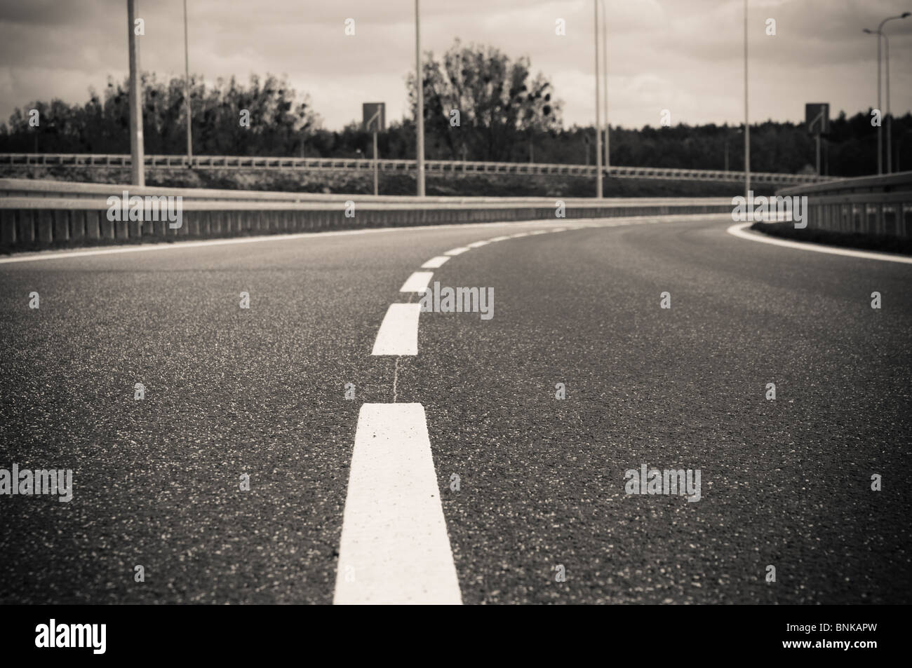 curve on asphalt empty highway Stock Photo - Alamy