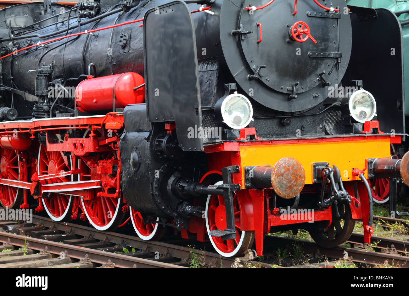 Old steam engine locomotive buffers bumpers reflectors Stock Photo - Alamy