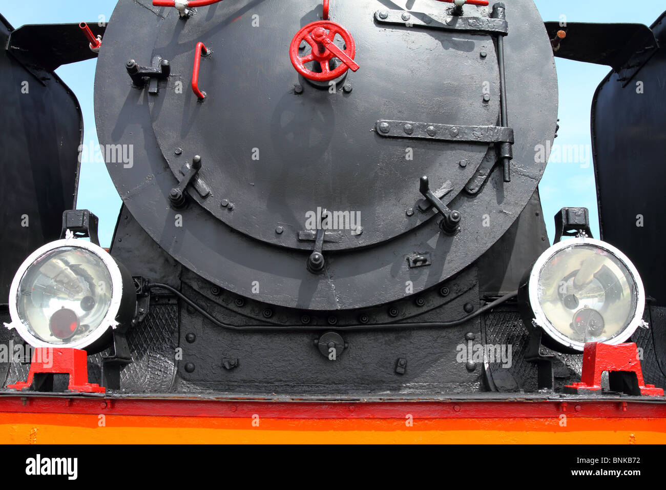 Old steam engine locomotive buffers bumpers reflectors Stock Photo - Alamy