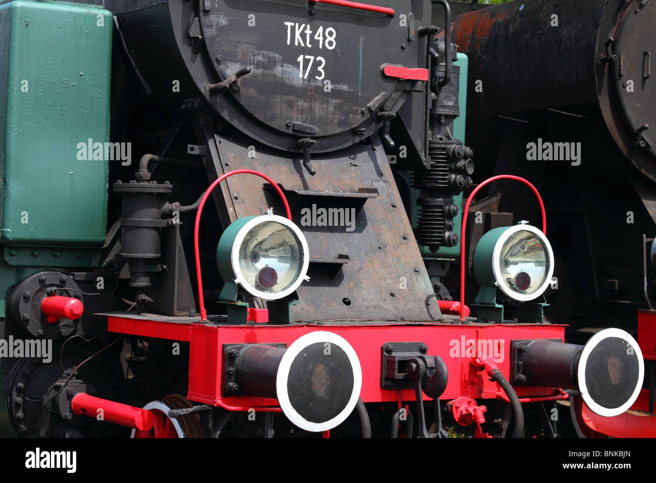 Old steam engine locomotive buffers bumpers reflectors Stock Photo - Alamy