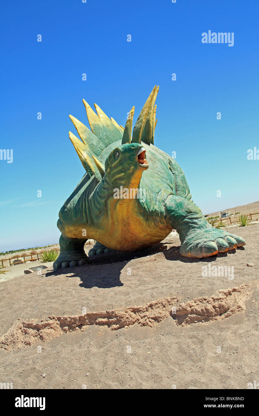 Dinosaur model, in the Atacama Desert, near Pica, northern Chile Stock ...
