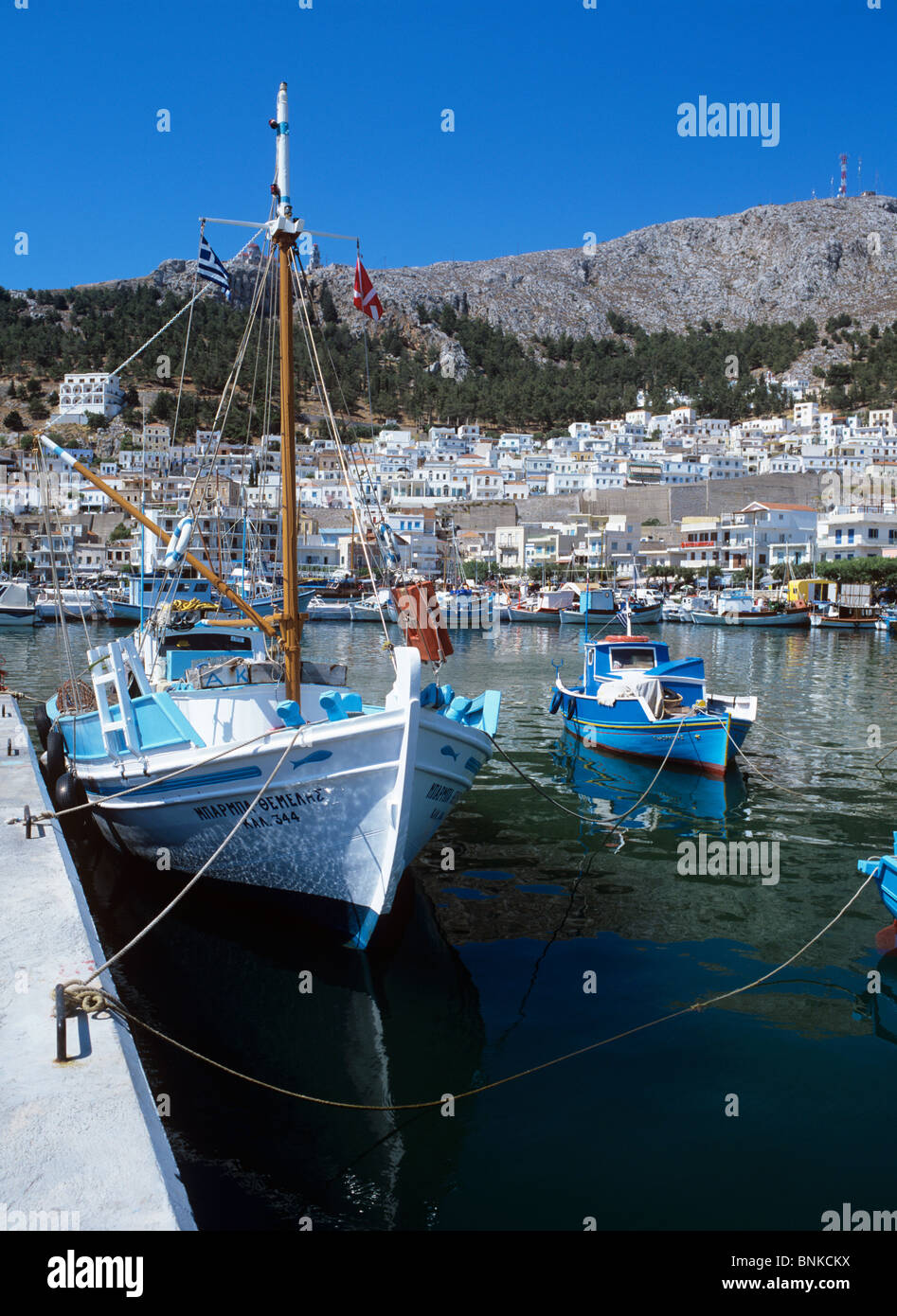 Kalymnos Town - (Pothia) Quayside view of Kalymnos town harbour Stock ...