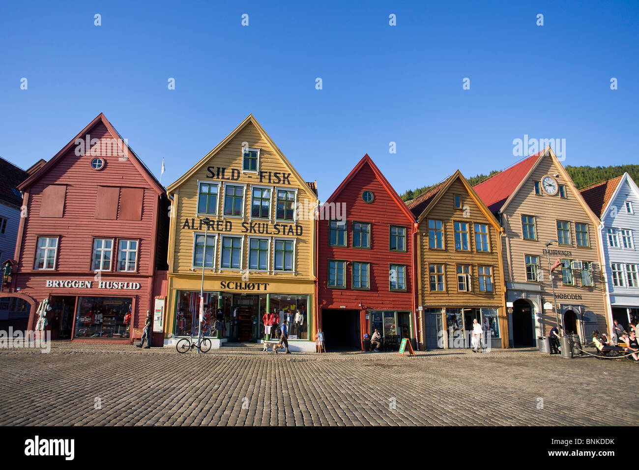 Norway Scandinavia Bergen town city Briggen Bryggen Hanse houses homes ...