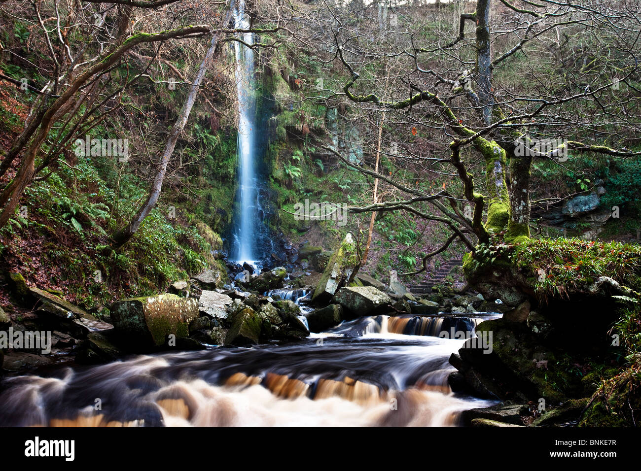 Mallyan Spout Waterfall and West Beck in Winter, near Goathland, North ...