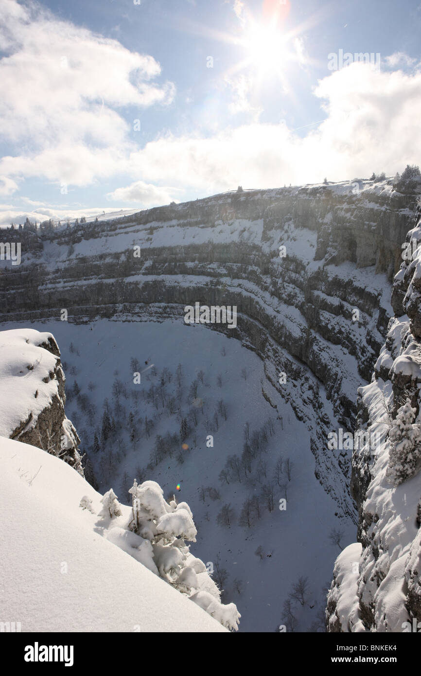 Creux du Van Switzerland scenery winter winter scenery fresh snowfall ...