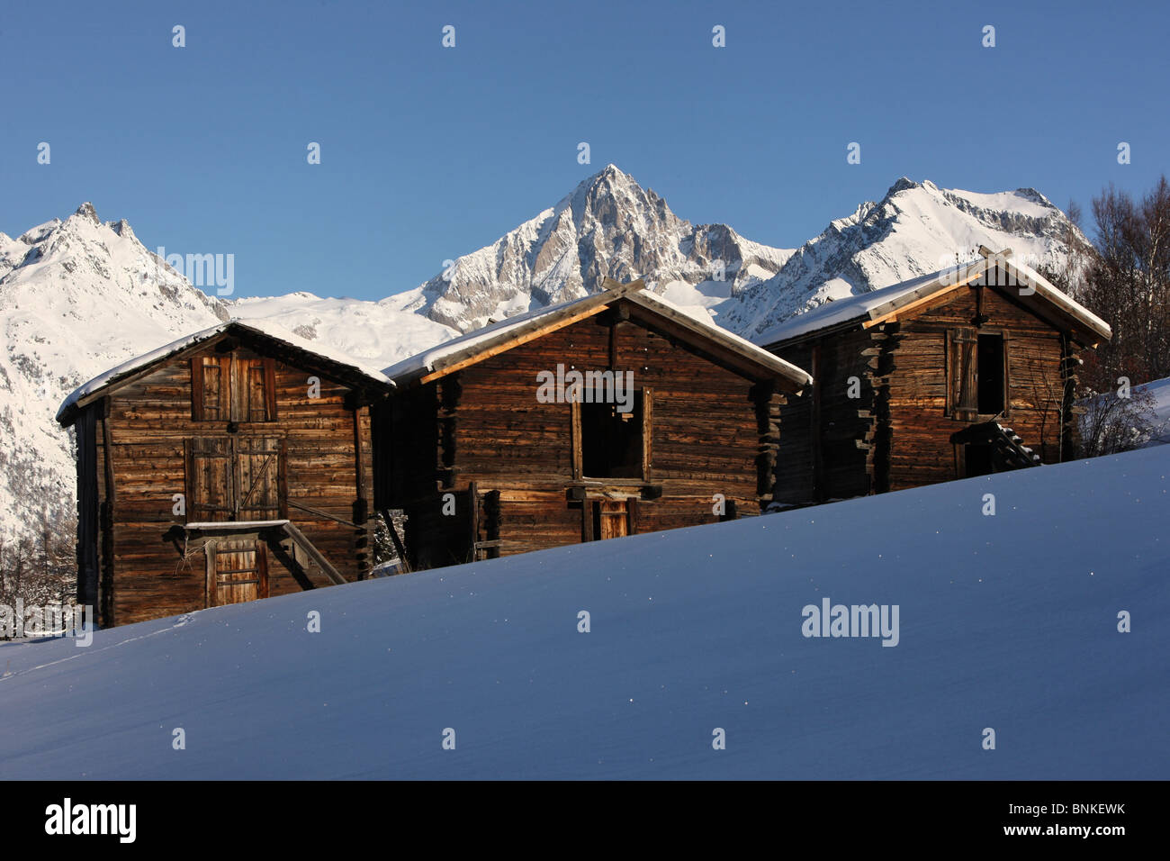 Switzerland scenery huts three mountain huts alp huts mountain house ...