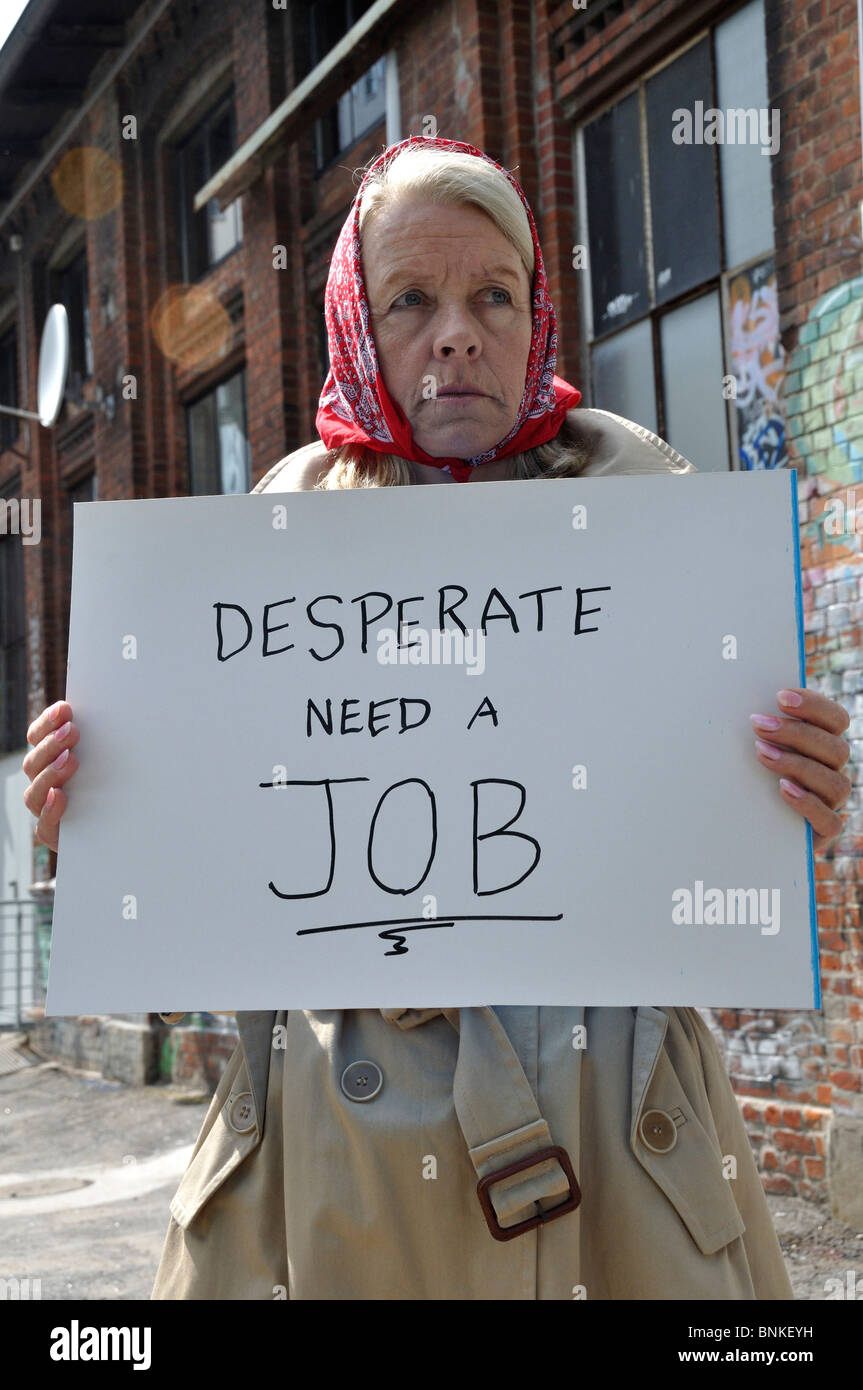 Person woman boss senior citizen old poor jobless job-searching work ...