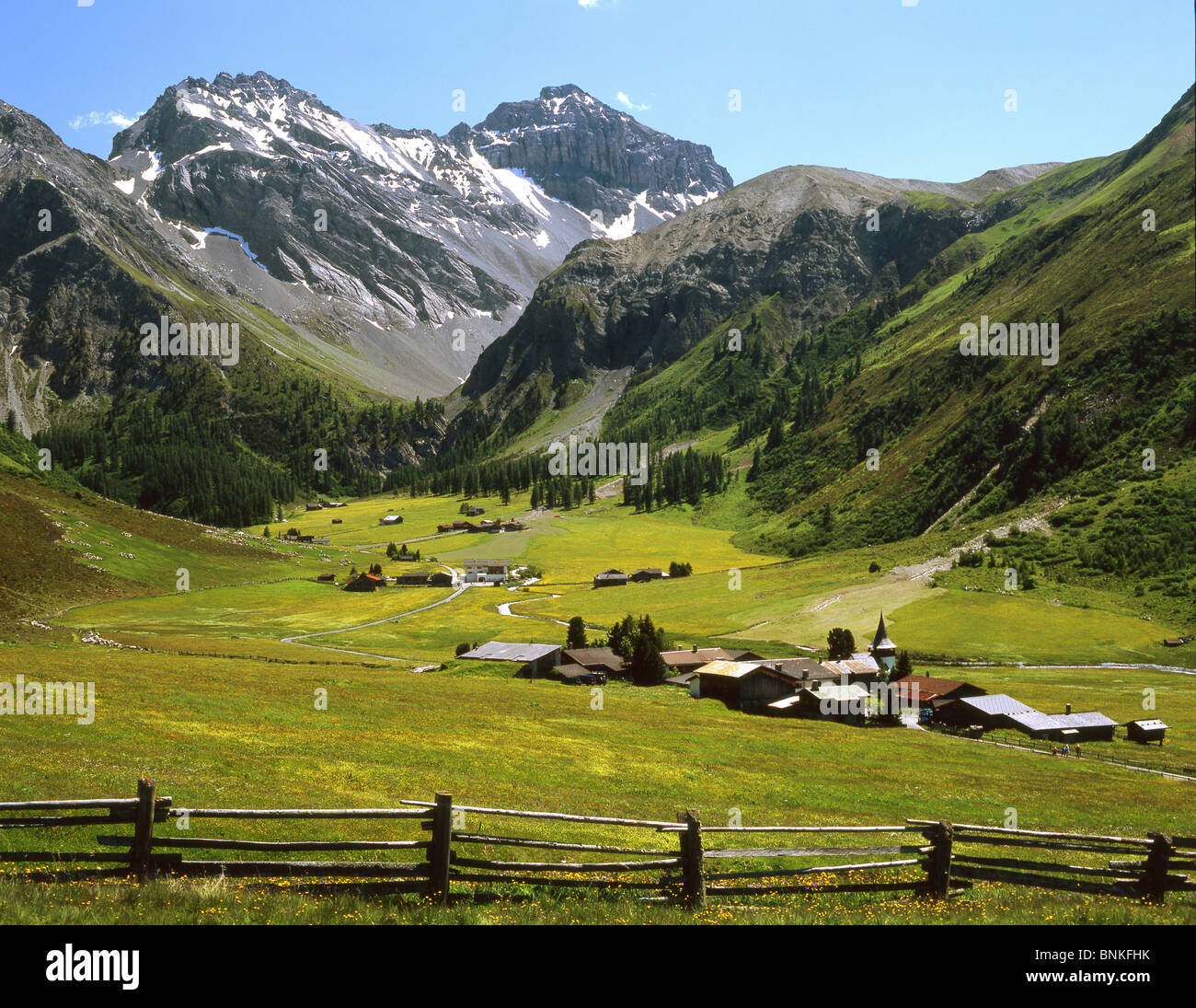 Switzerland scenery Sertig Sertigtal Sertig Dörfli near Davos canton ...