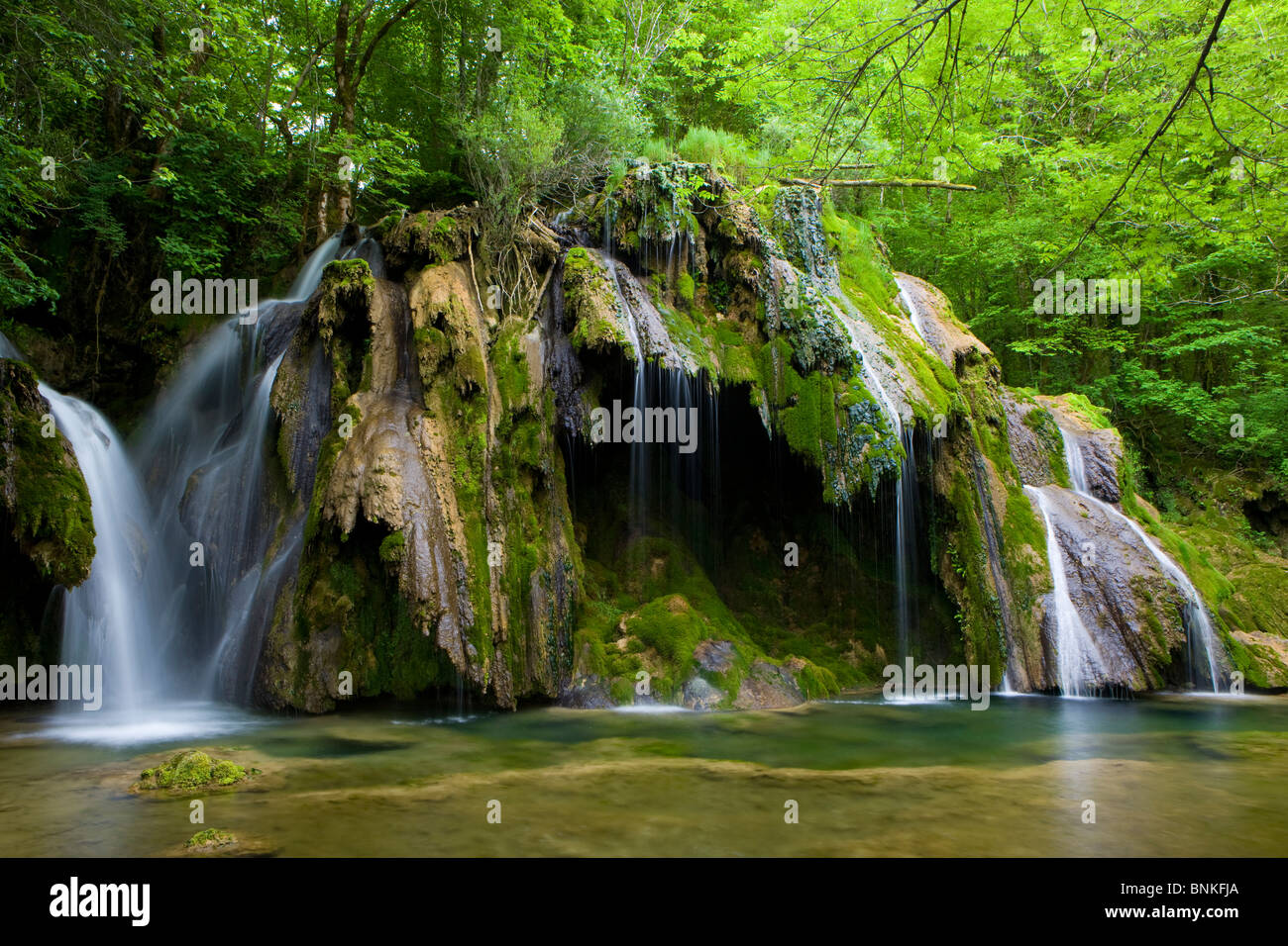 Cascade des Planches France Jura waterfall rock cliff tuff stone ...