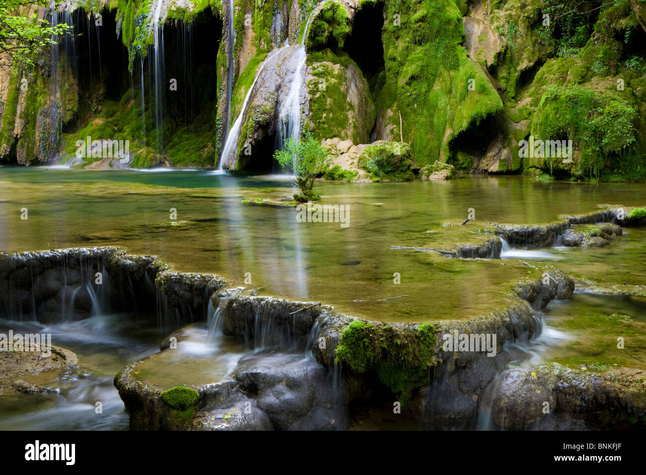 Cascade des Planches France Jura waterfall rock cliff tuff stone ...