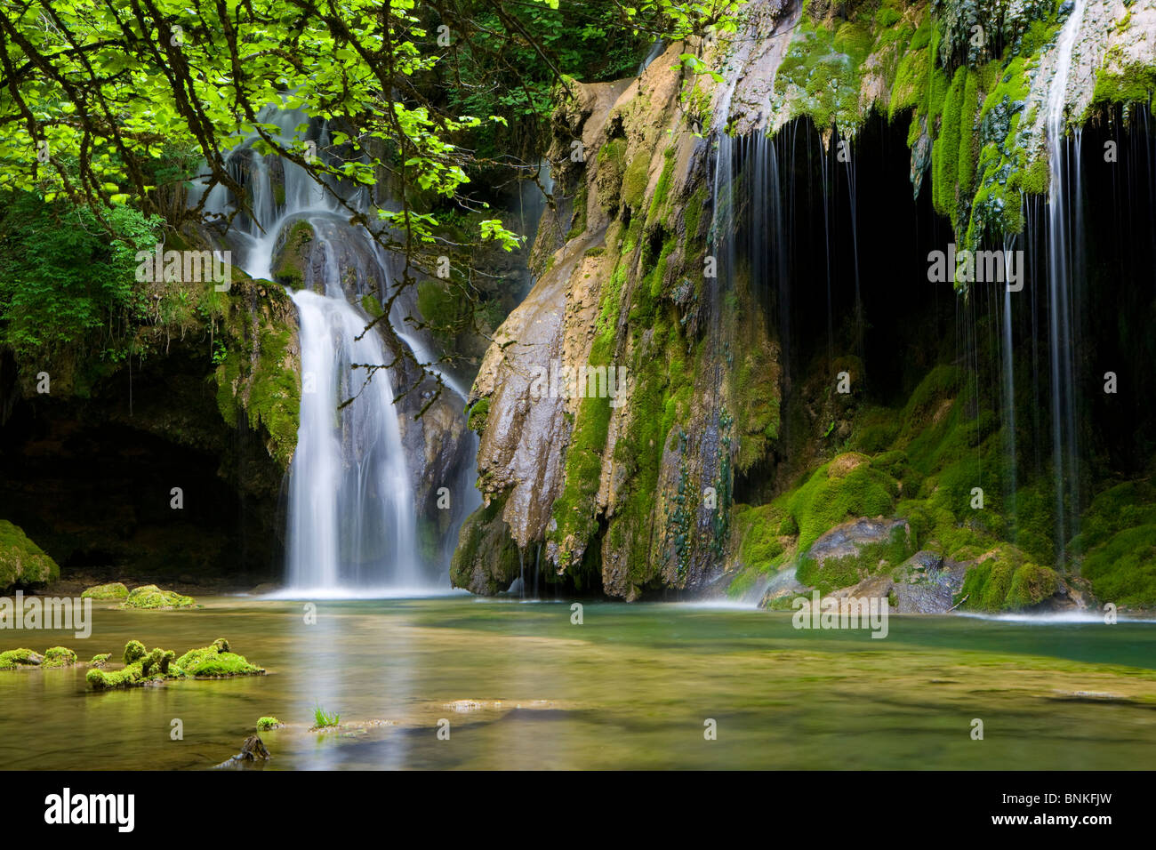 Cascade des Planches France Jura waterfall rock cliff tuff stone ...
