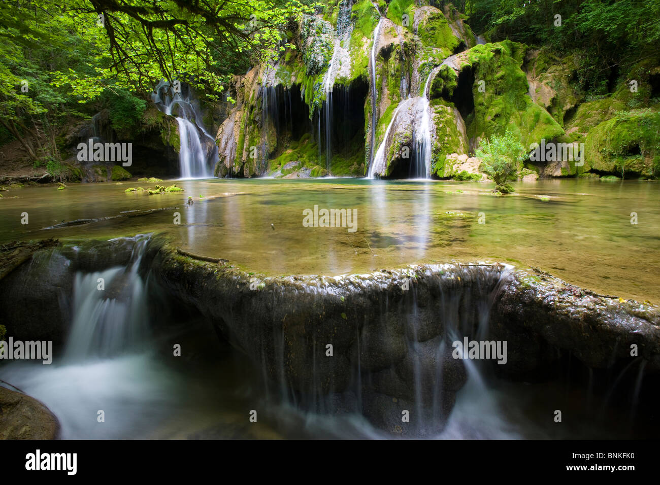 Cascade des Planches France Jura waterfall rock cliff tuff stone ...
