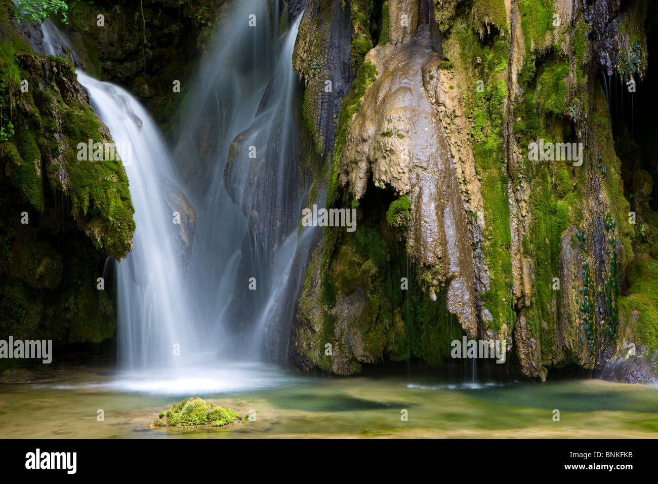 Cascade des Planches France Jura waterfall rock cliff tuff stone ...