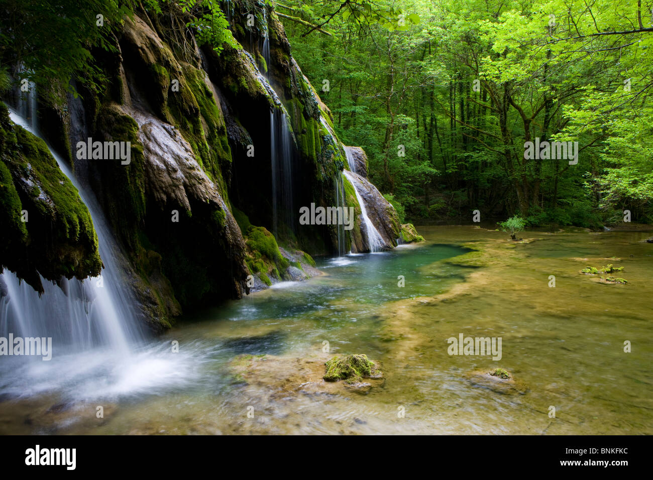 Cascade des Planches France Jura waterfall rock cliff tuff stone ...