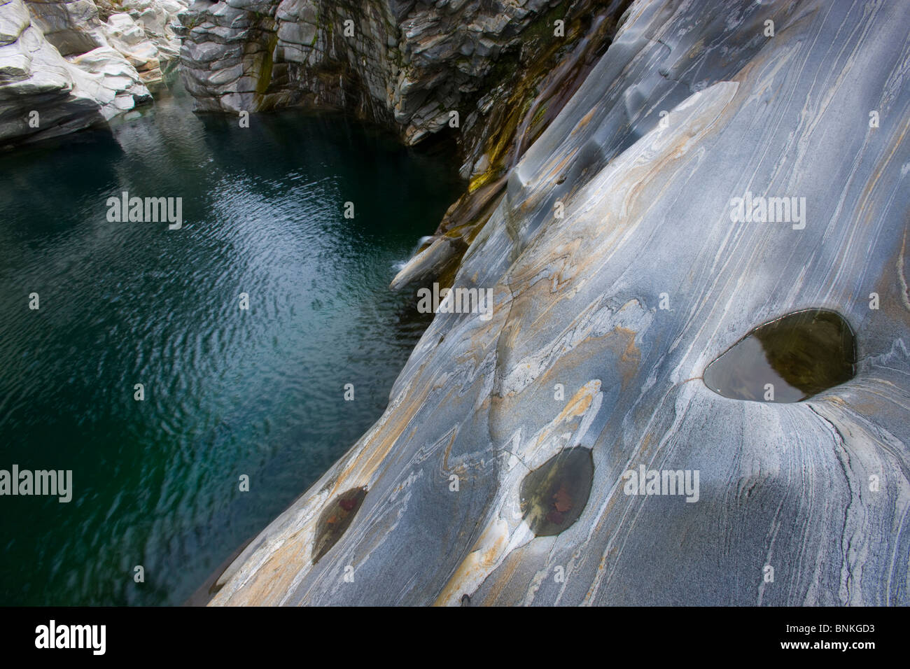 Ponte Brolla Switzerland canton Ticino valley of Maggia Maggia rock ...