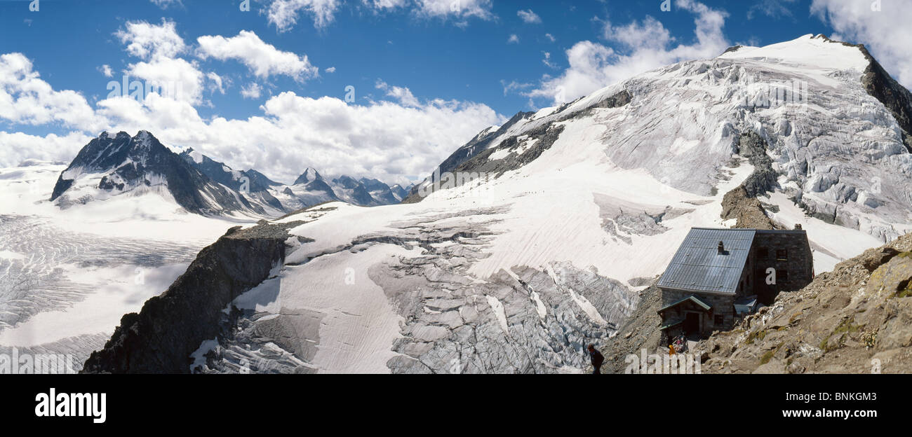 Switzerland scenery glacier Cabane of Vignettes winter scenery hut alp ...