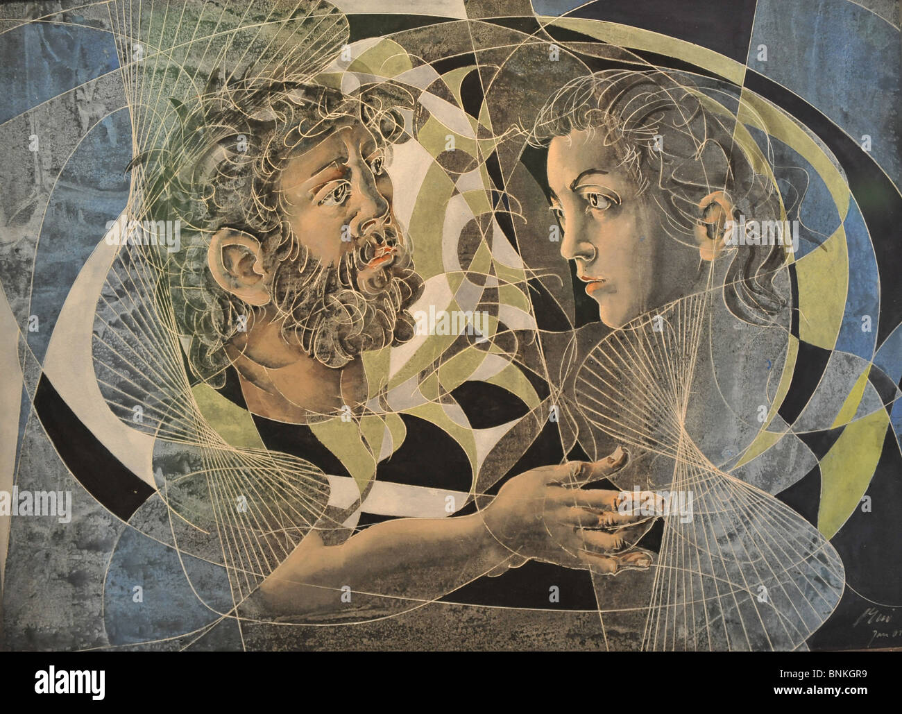 Art Skill painting Hans Erni picture everything flows Swiss painter man ...