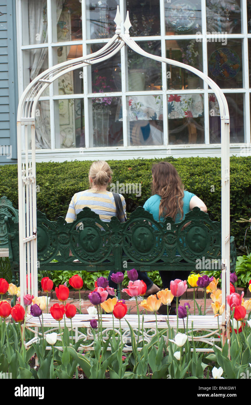 Two women on the bench Stock Photo - Alamy