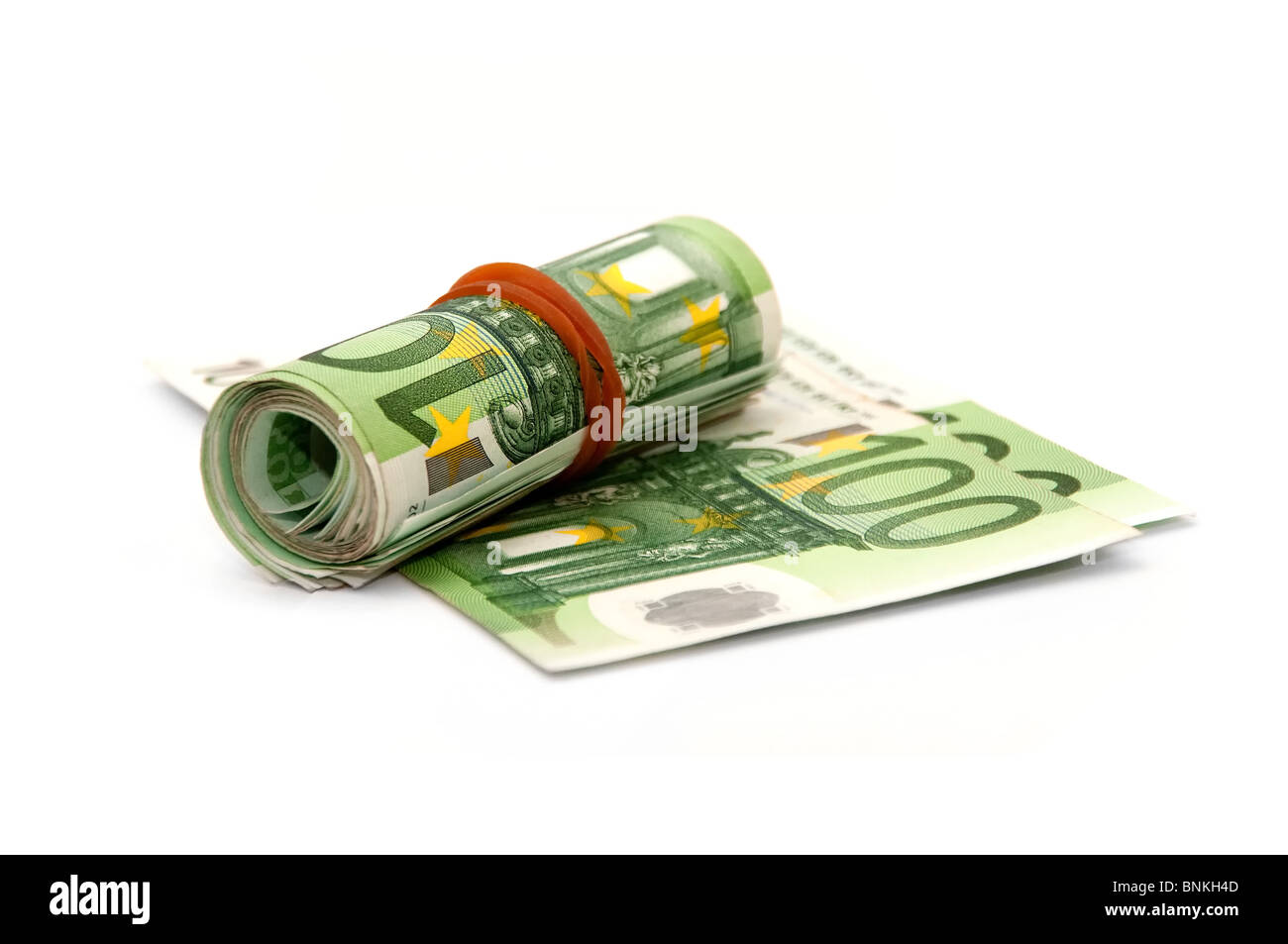 High resolution, detailed image of pile of 100 Euro banknotes scattered ...