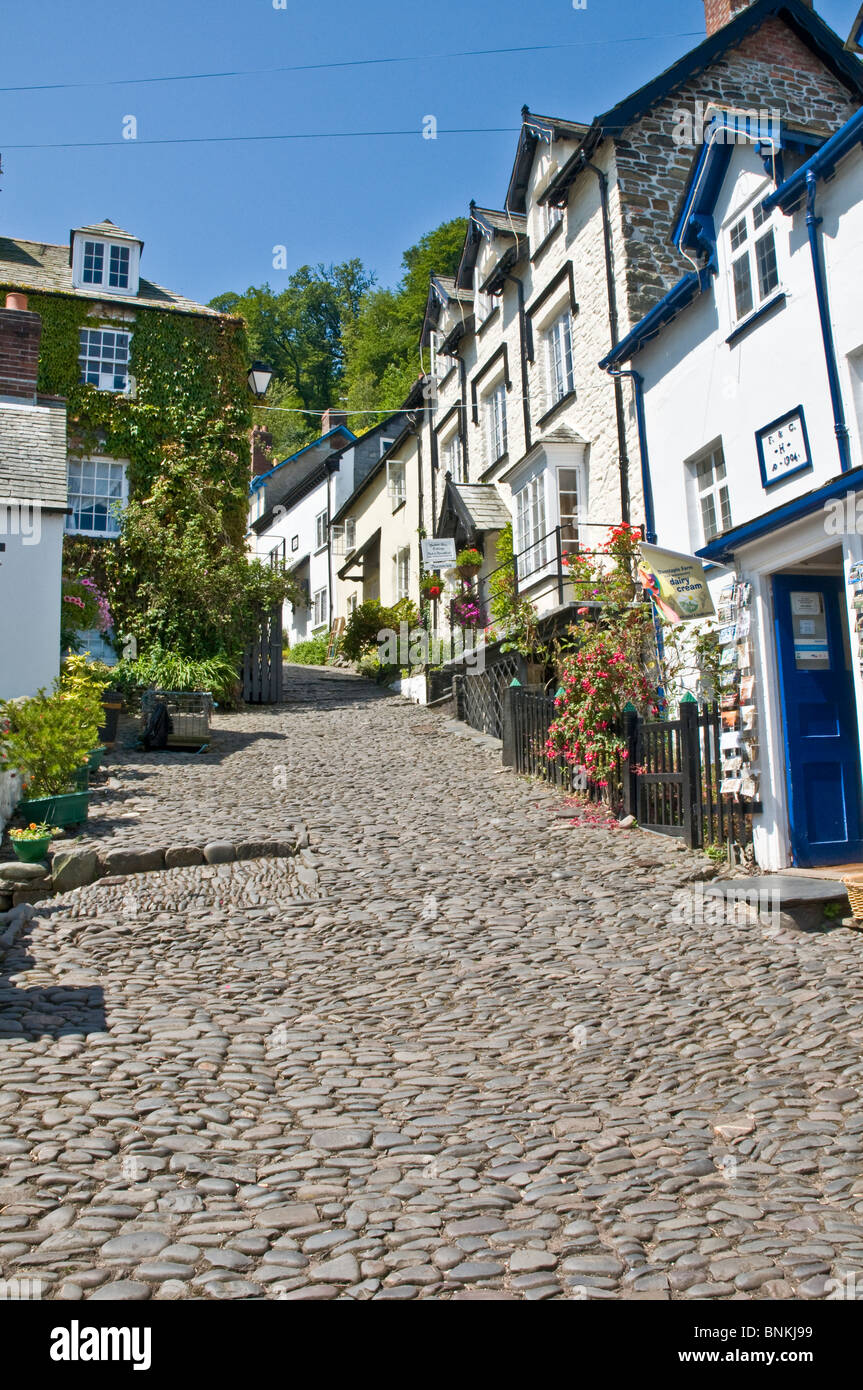 colourful street in Clovelly Cornwall England Stock Photo - Alamy
