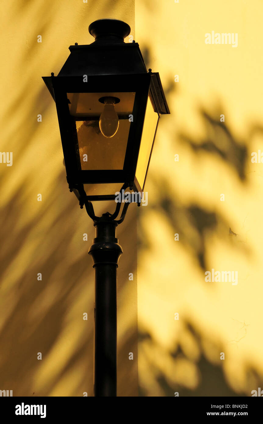 Switzerland Valais Sion yellow street lamp electrically light iron ...