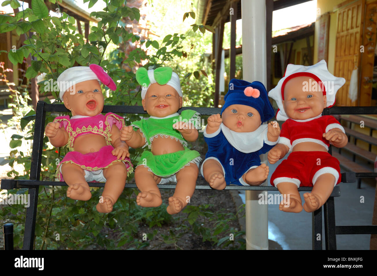 Toy dolls on display outside shop in Turkey Stock Photo - Alamy