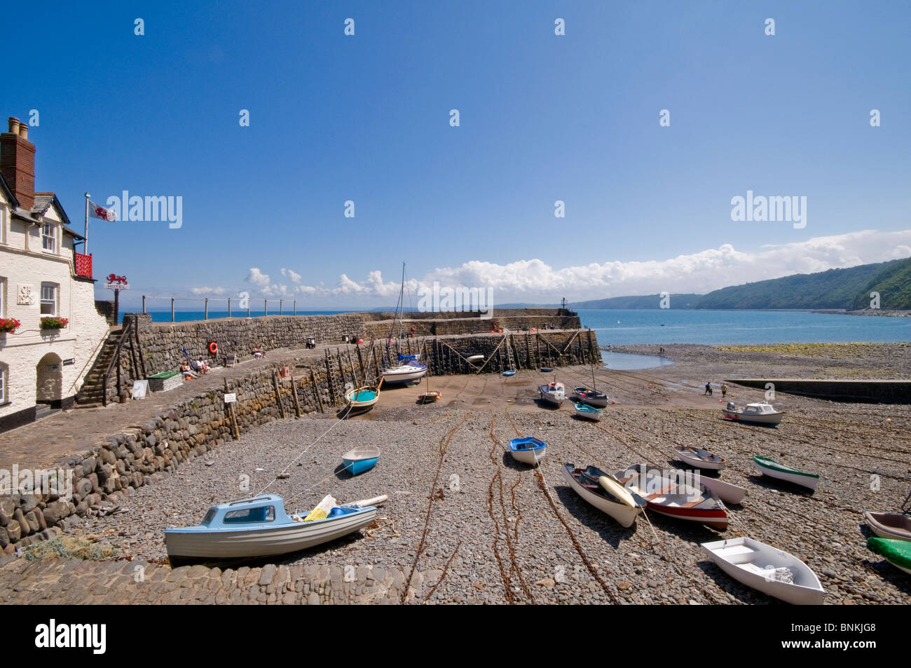 Boats in harbour Clovelly Cornwall England Stock Photo - Alamy