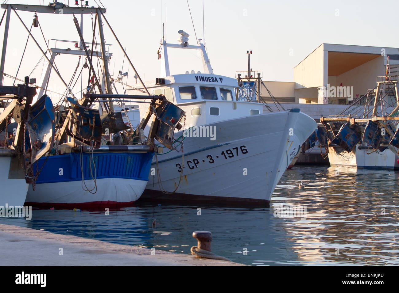 Boats moored in harbour near Denia, Spain Stock Photo - Alamy