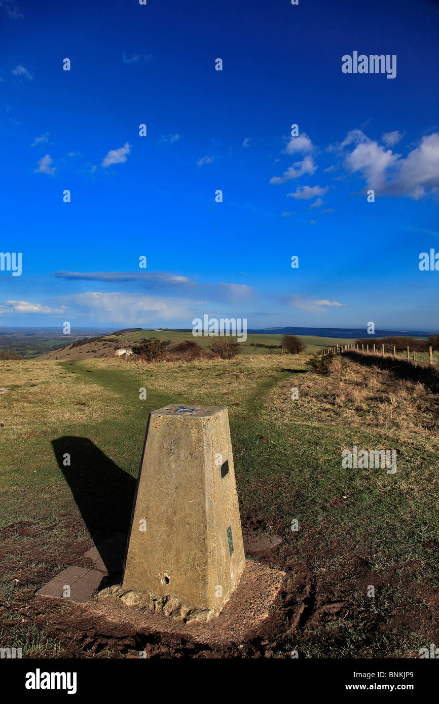 Trig Point Ditchling Beacon Beauty Spot overlooking South Downs ...