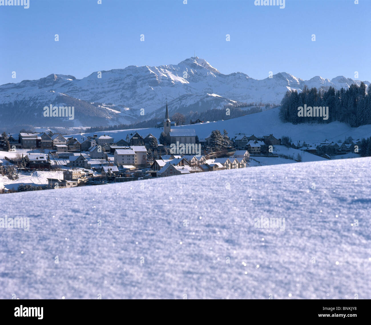 Switzerland scenery Schwellbrunn winter snow winter scenery canton ...
