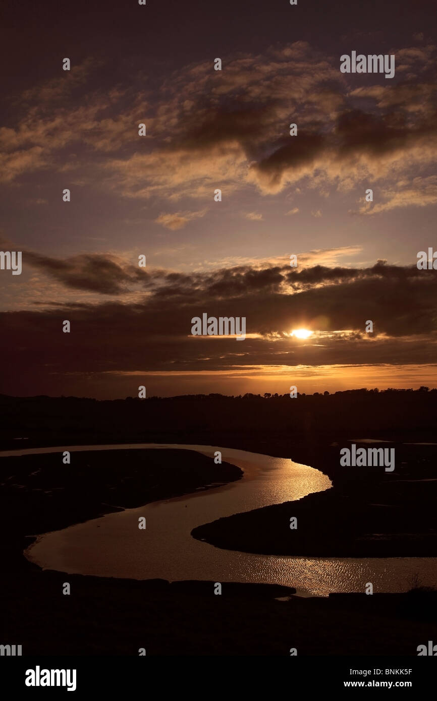 Sunset Ox Bow river meander Cuckmere River Haven South Downs National ...