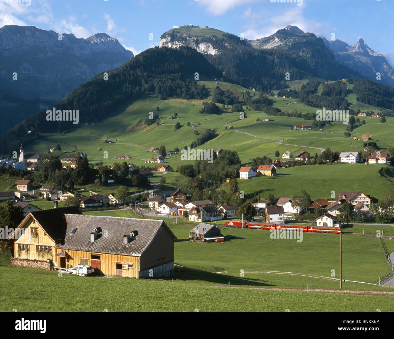 Switzerland scenery Appenzellerbahn Schwende mountains train canton ...