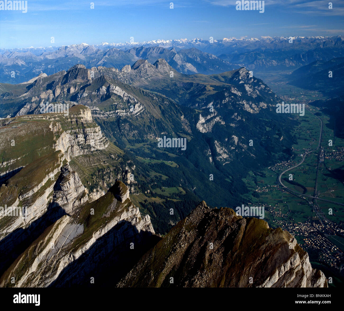Switzerland scenery Churfirsten look glance from above mountain ...