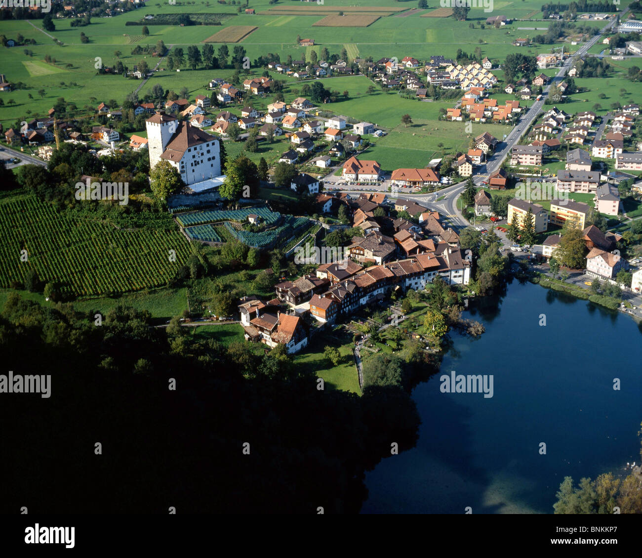 Switzerland castle Werdenberg flight admission aerial photo look glance ...
