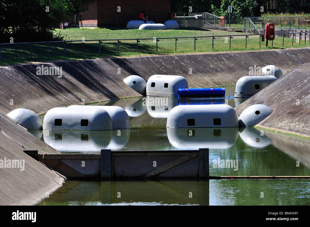 Man made white water rapids canoe course in Bedford Stock Photo - Alamy