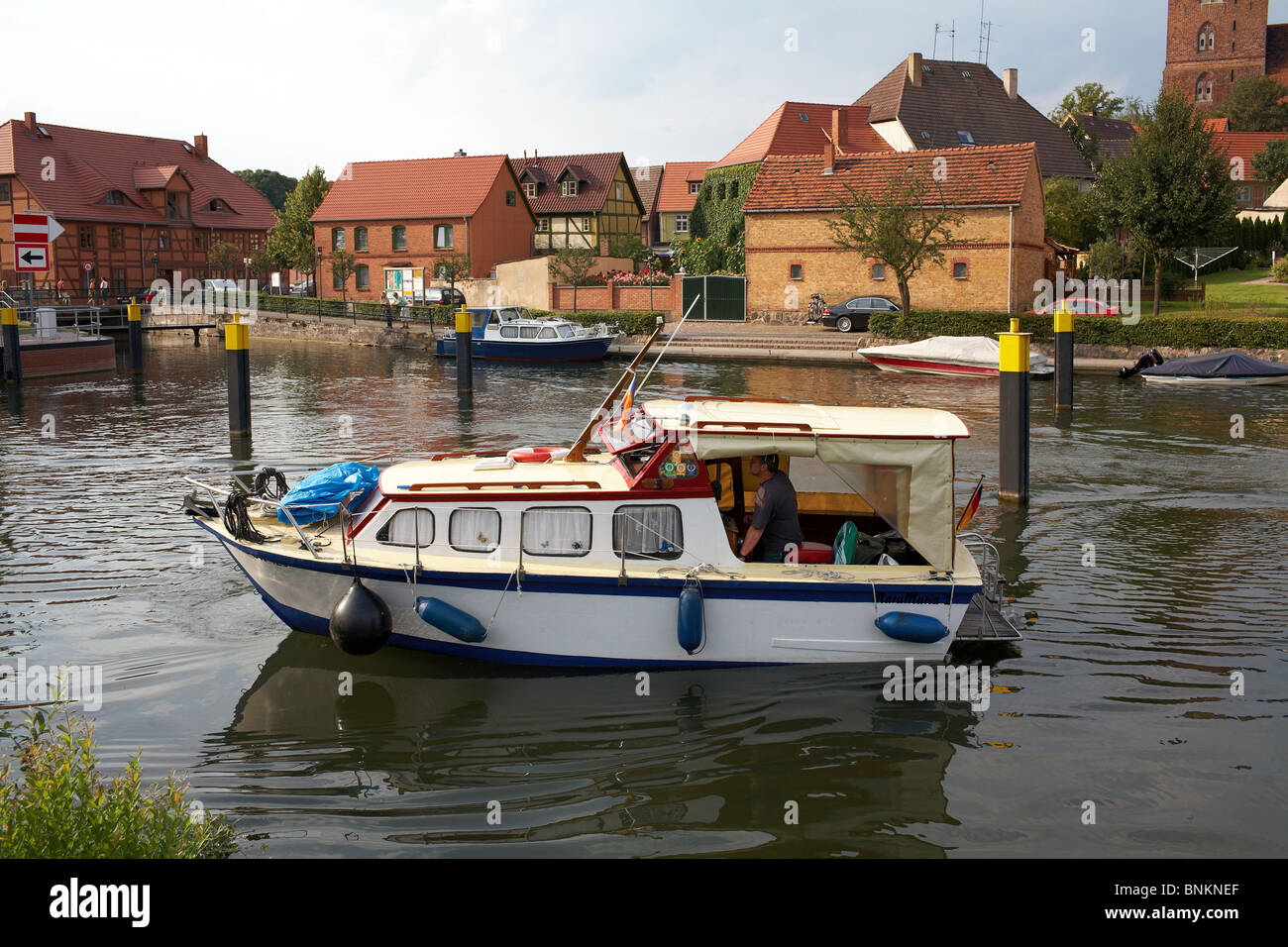 A motorboat on the river Elde, Plau am See, Germany Stock Photo - Alamy