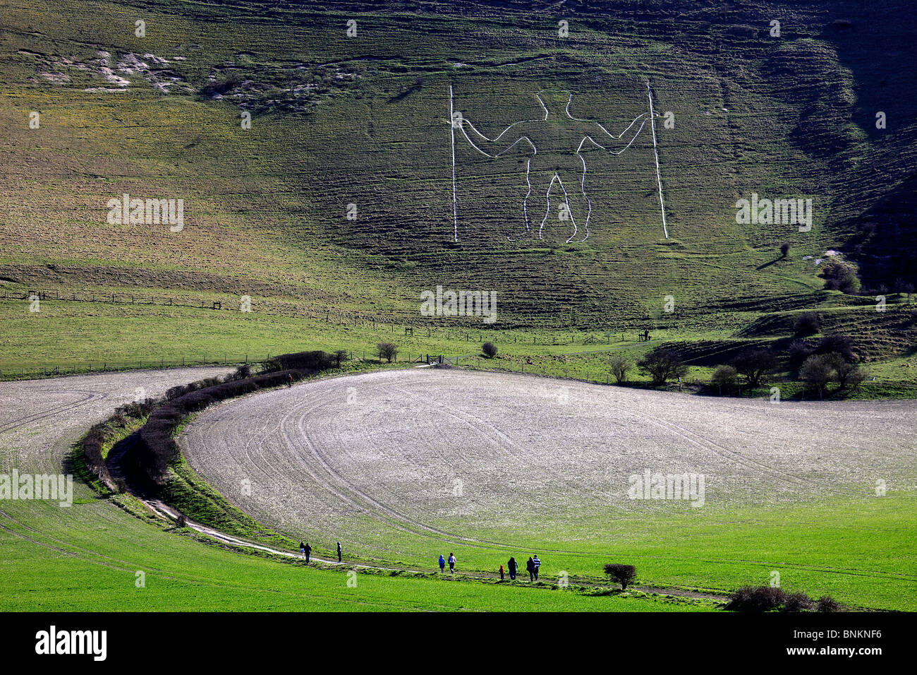 The Long Man chalk outline Wilmington hill Wilmington village South ...