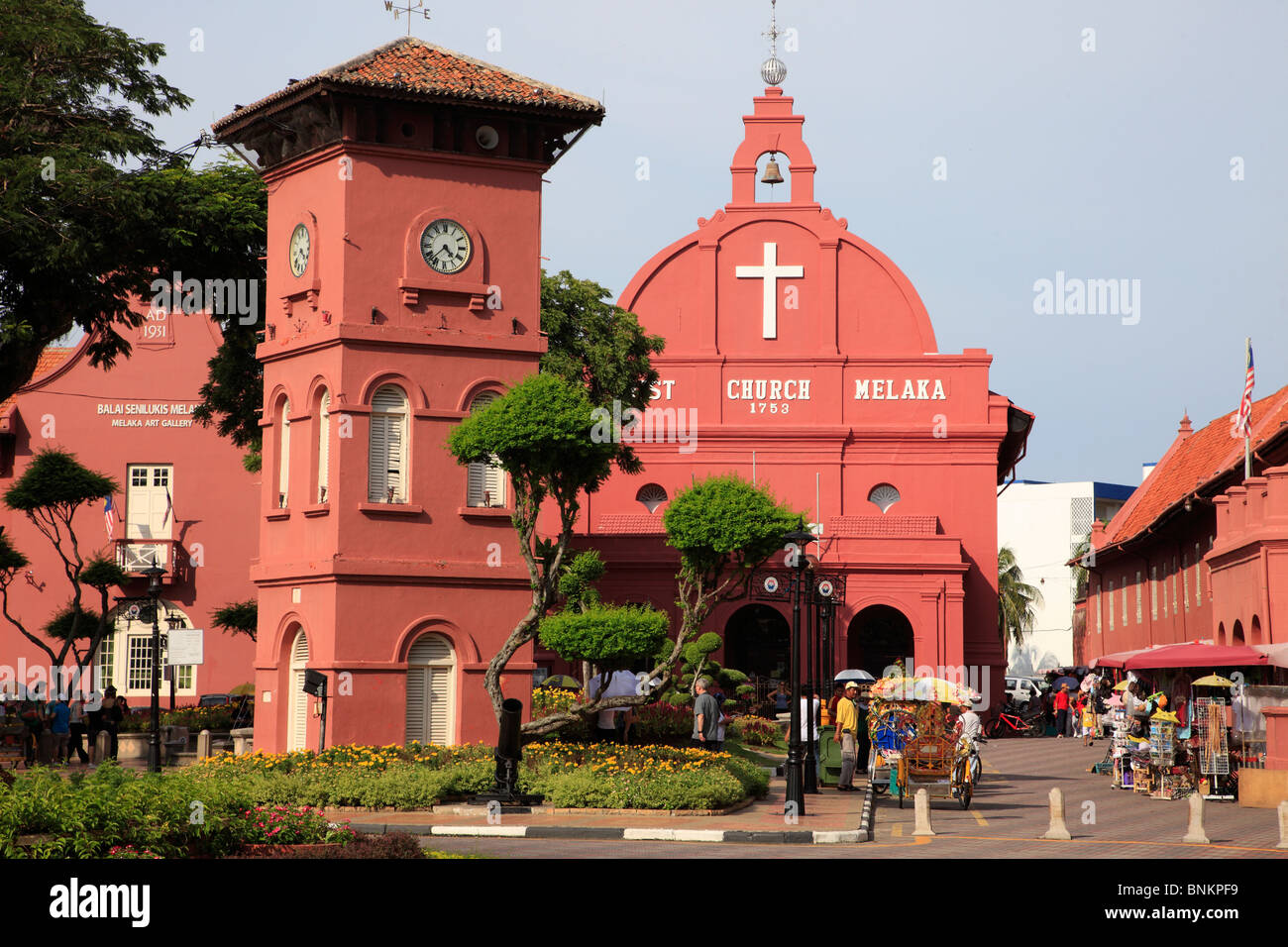 Malaysia, Melaka, Malacca, Town Square, Christ Church, Clock tower, Art ...