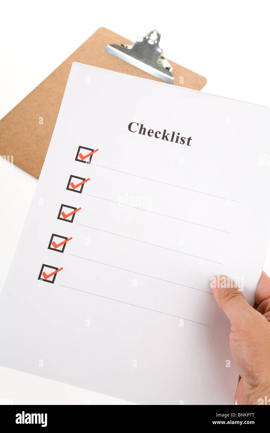 Checklist and Clipboard with white background Stock Photo - Alamy