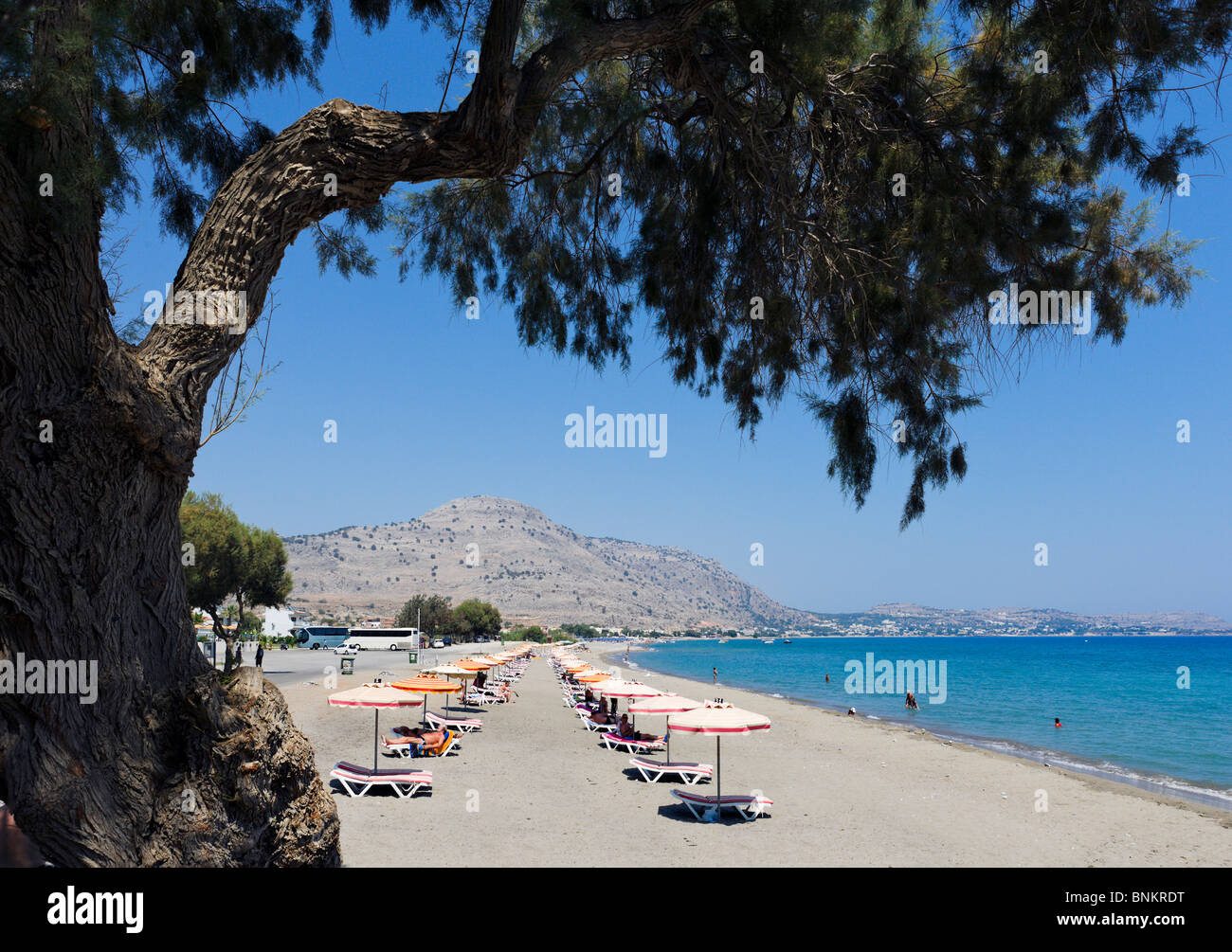 Beach at Lardos, near Lindos, Lardos Bay, Rhodes, Greece Stock Photo ...