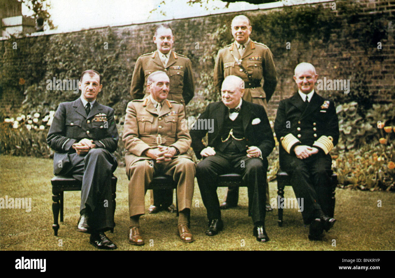 WINSTON CHURCHILL with Chiefs of the General Staff at 10 Downing Street ...