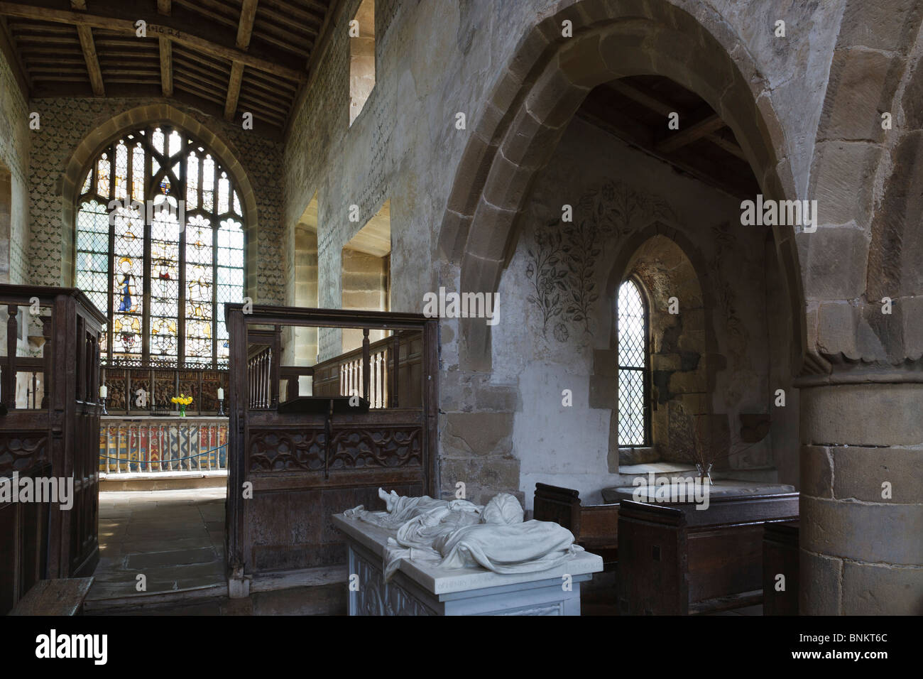 Chapel of St Nicholas at Haddon Hall near Bakewell, Peak District National Park, Derbyshire ...