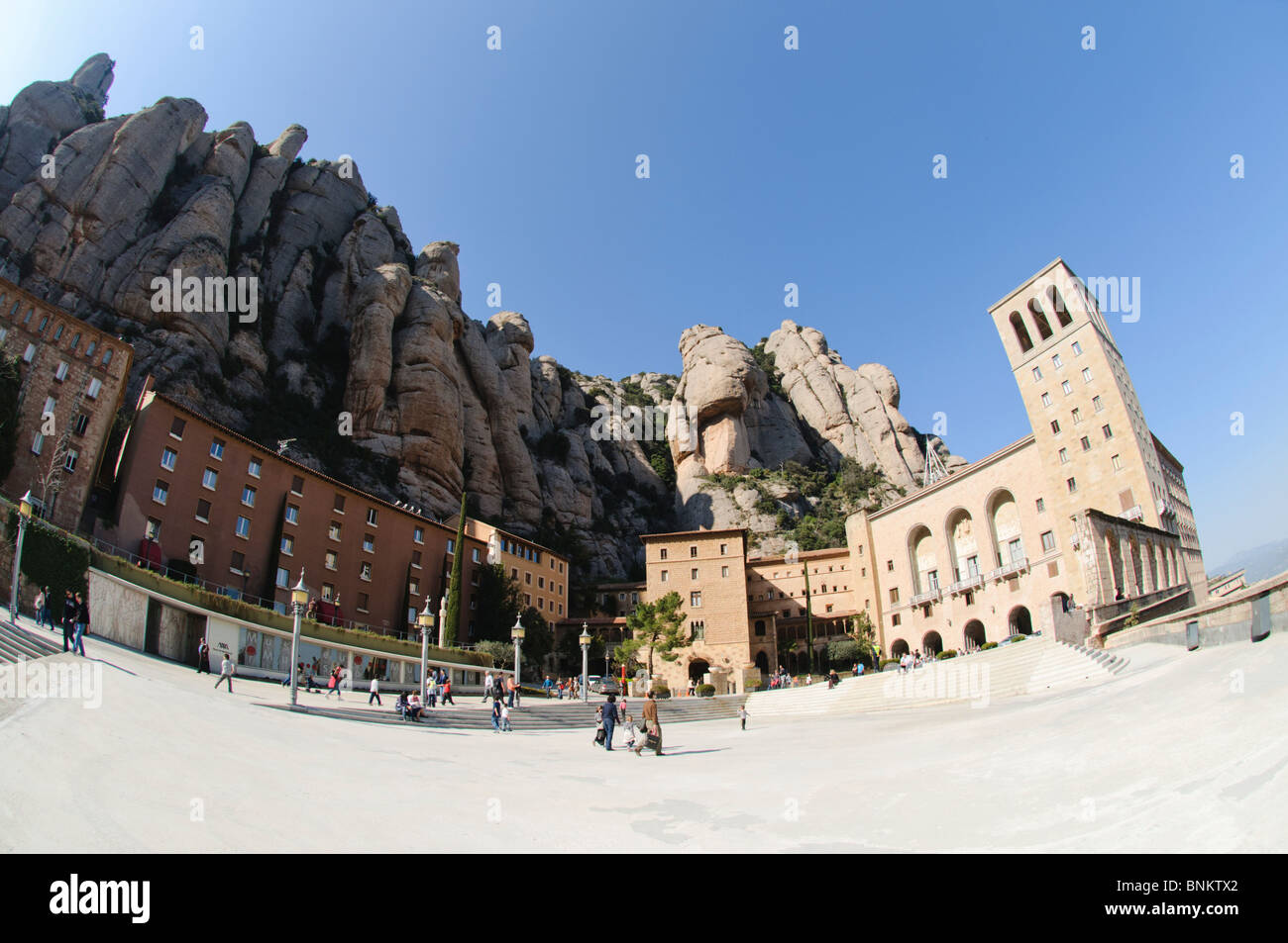 View of the main building of the sanctuary of Montserrat, religious ...