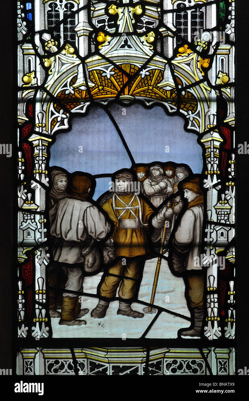 The Scott window, St. Peter`s Church, Binton, Warwickshire, England, UK ...
