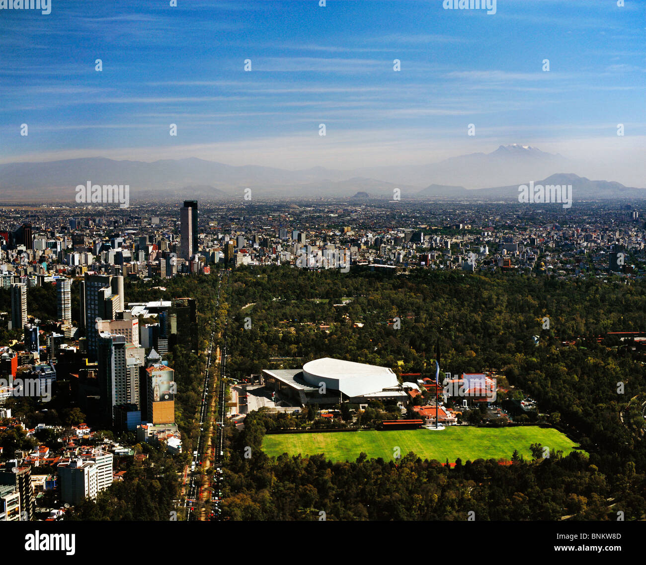 aerial view above National Auditorium Chapultepec Park Mexico City ...