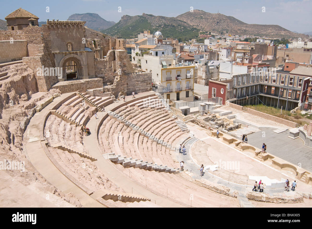 The Roman Theatre of Carthago Nova and Cathedral ruins of Cartagena in ...