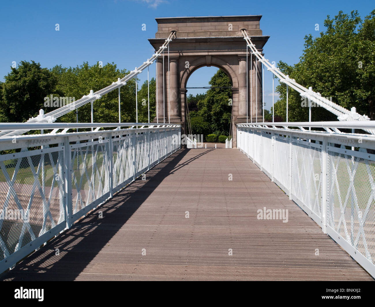 The Wilford Suspension Bridge over the River Trent at Victoria ...