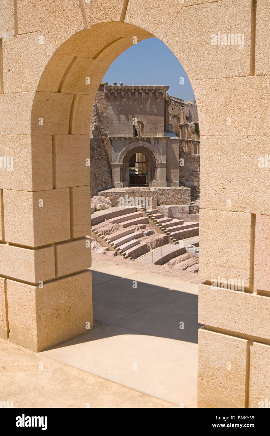 The Roman Theatre of Carthago Nova and Cathedral ruins of Cartagena in ...